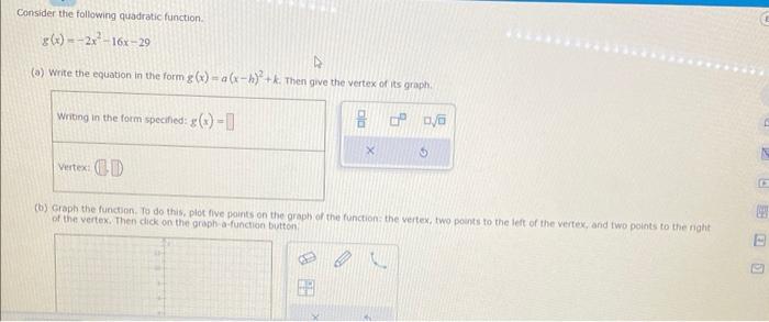 Solved Consider the following quadratic function. | Chegg.com