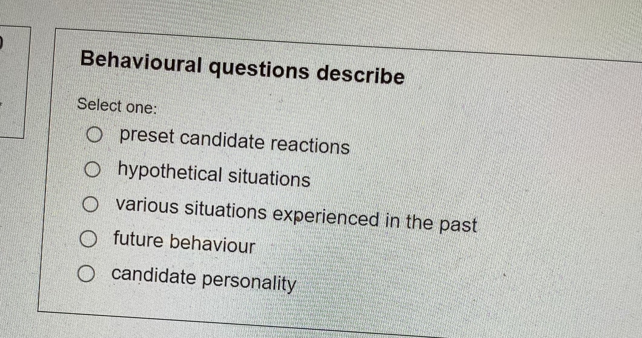 Solved Behavioural questions describeSelect one:preset | Chegg.com
