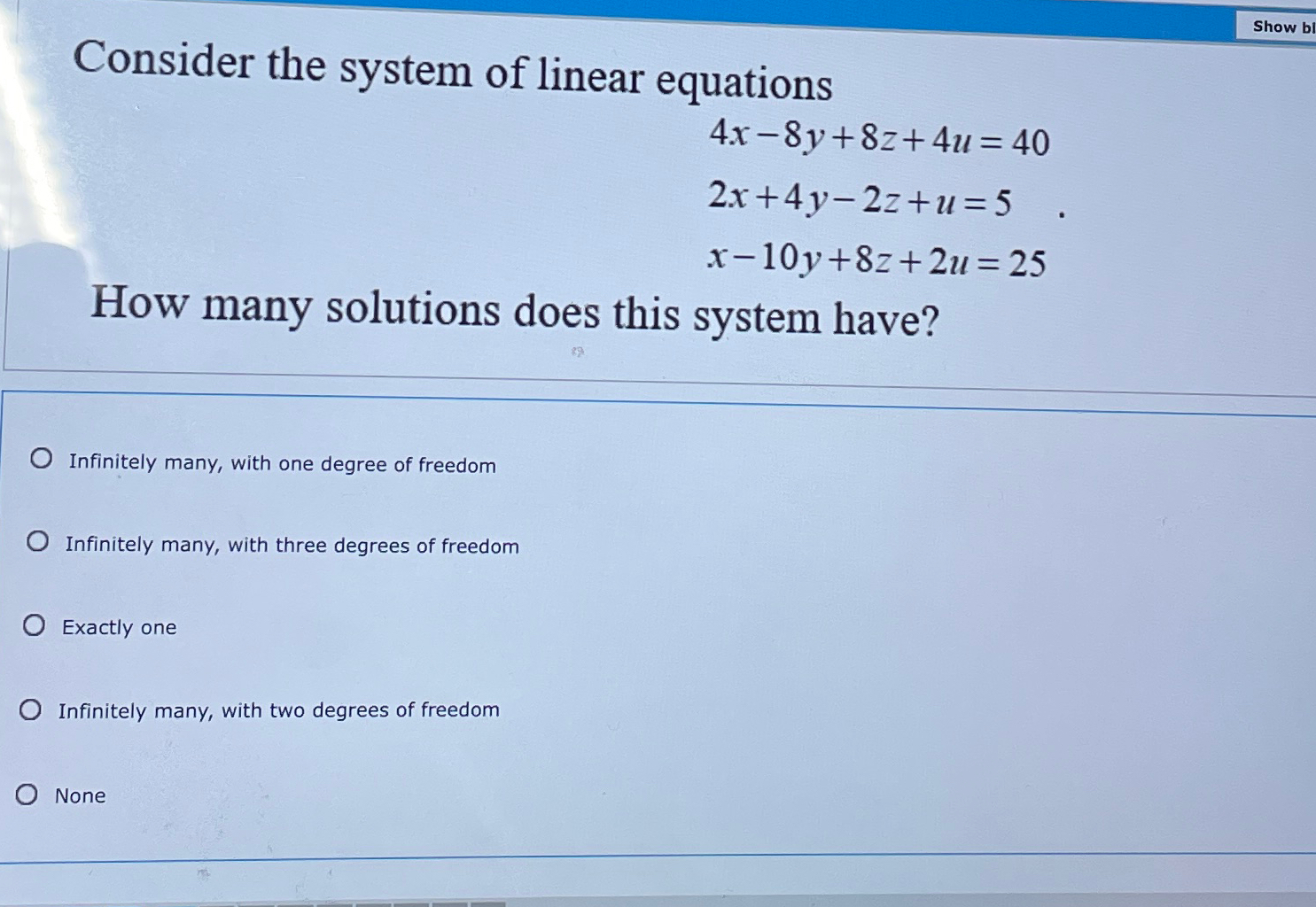 Solved Consider the system of linear | Chegg.com