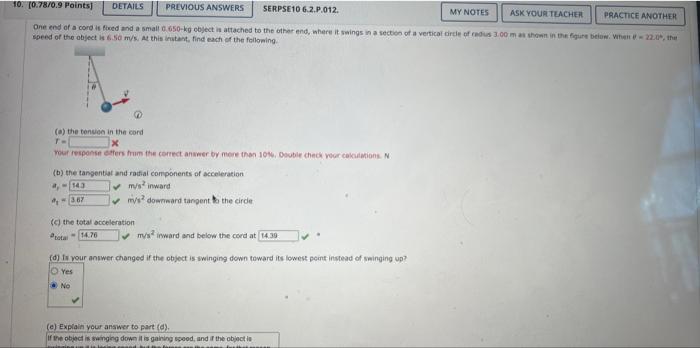 Solved speed of the object is 6.50 m/s. At this instant, | Chegg.com
