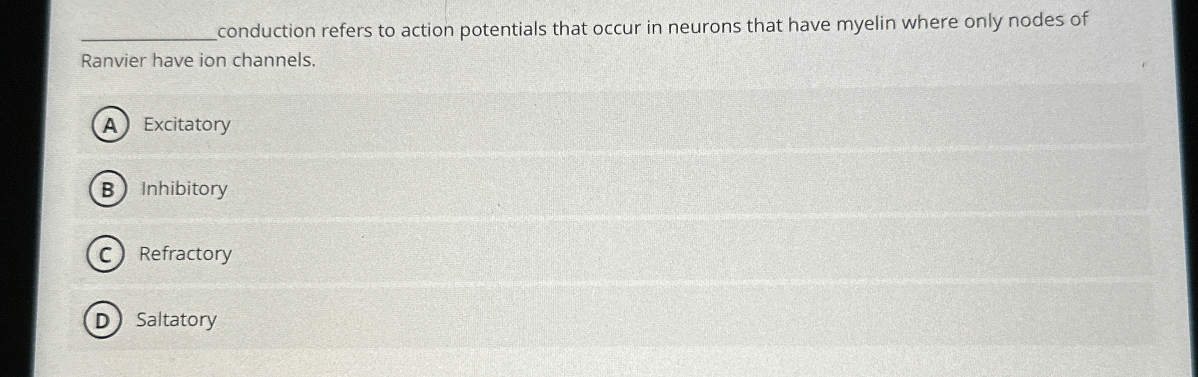 Solved q, ﻿conduction refers to action potentials that occur | Chegg.com