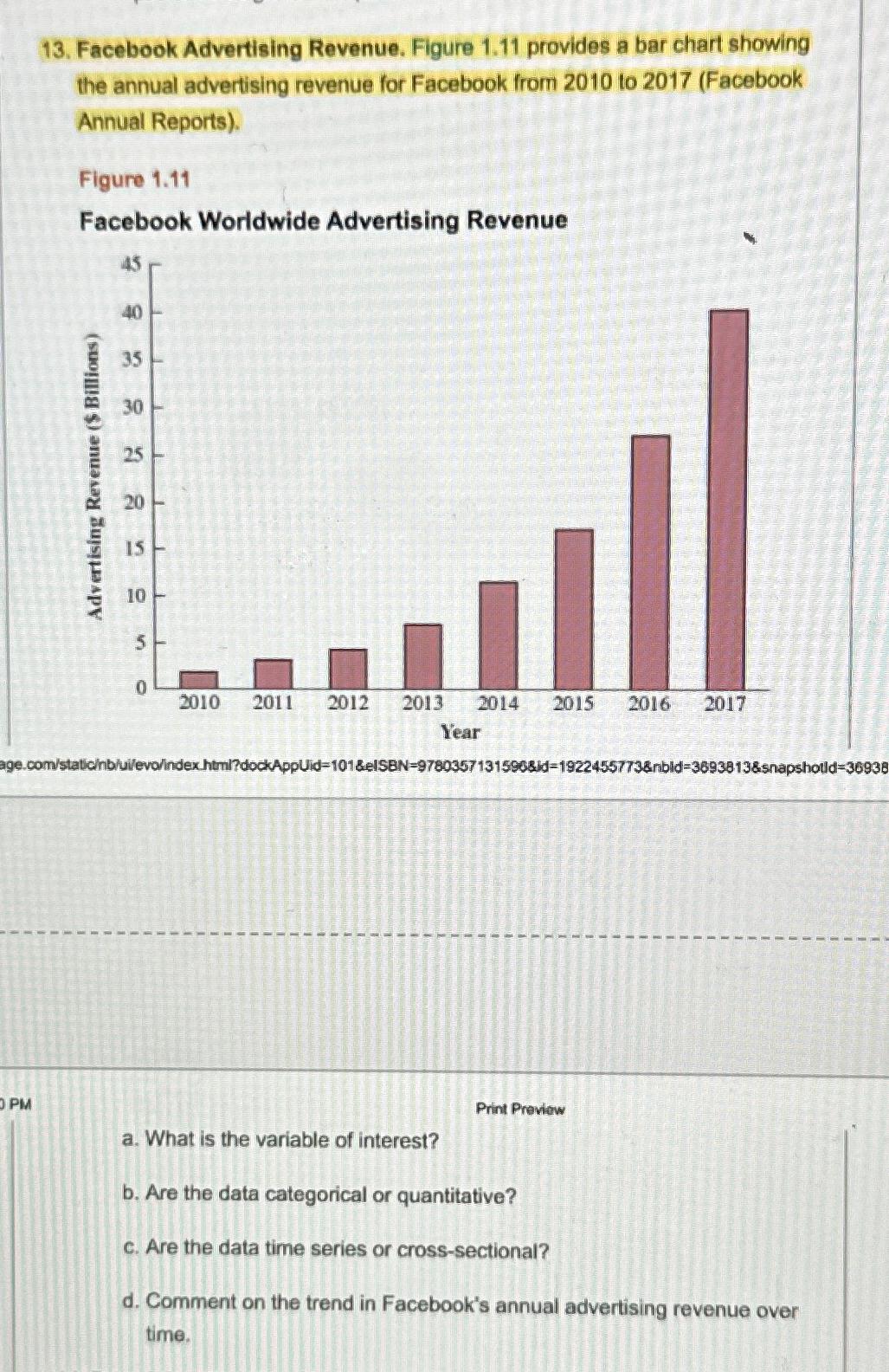 Solved Facebook Advertising Revenue. Figure 1.11 ﻿provides a | Chegg.com