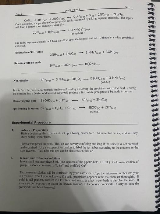 Solved Experiment 4 Qualitative Analysis - Group II Cations | Chegg.com Solved Experiment 4 Qualitative Analysis - Group II Cations | Chegg.com