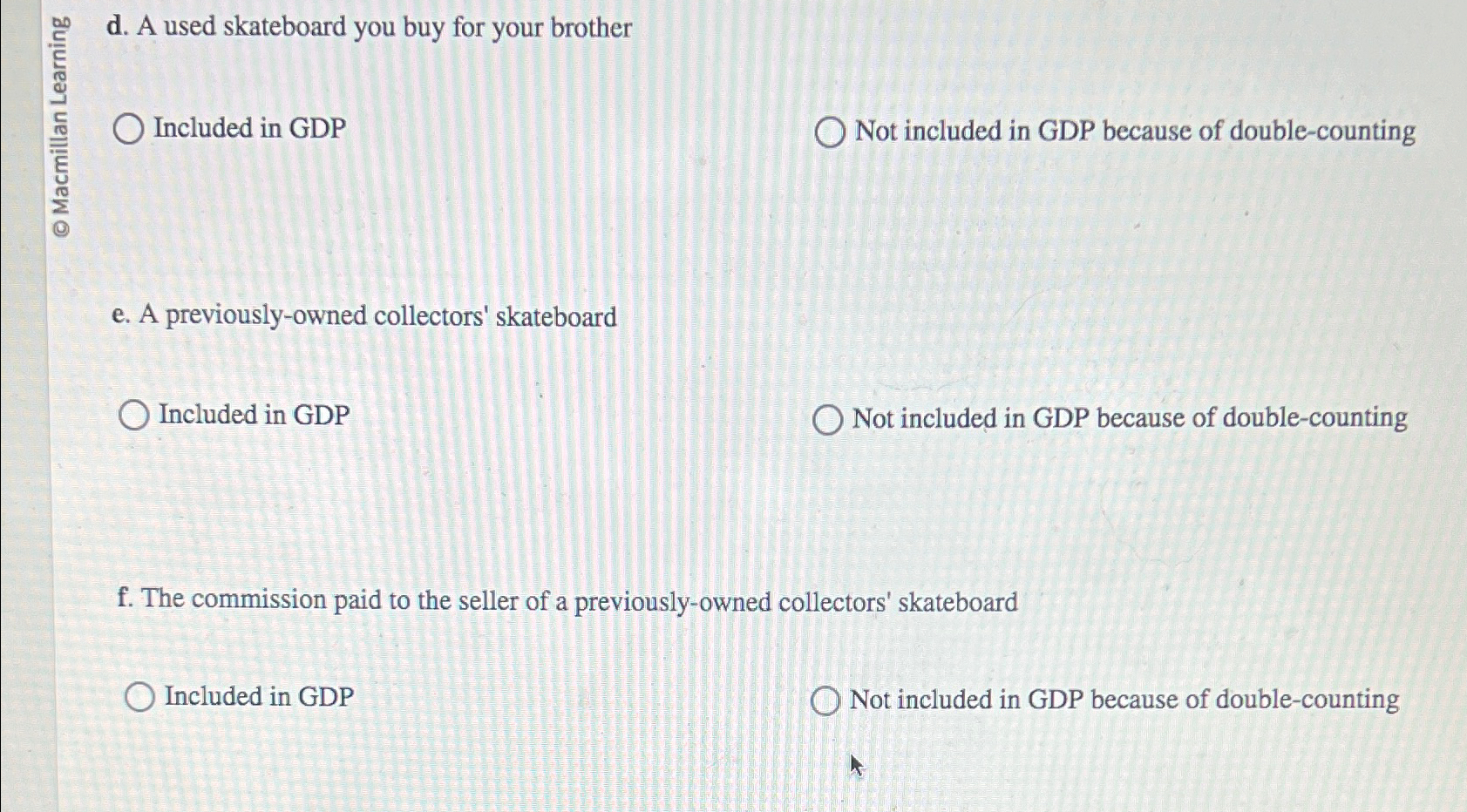 Solved 듣 ﻿d. ﻿A used skateboard you buy for your | Chegg.com