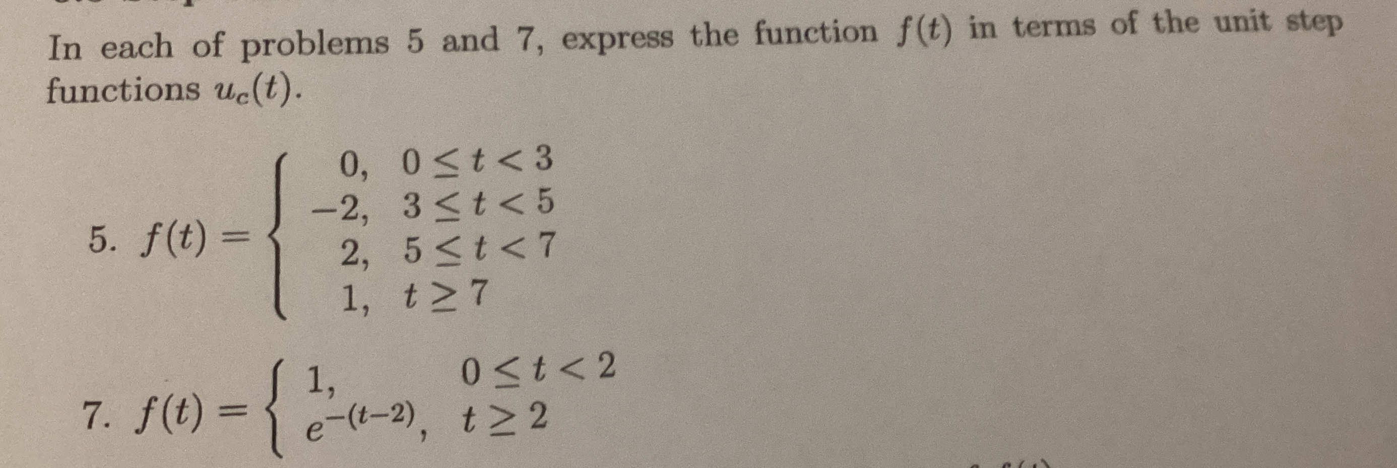 Solved In each of problems 5 ﻿and 7 , ﻿express the function | Chegg.com