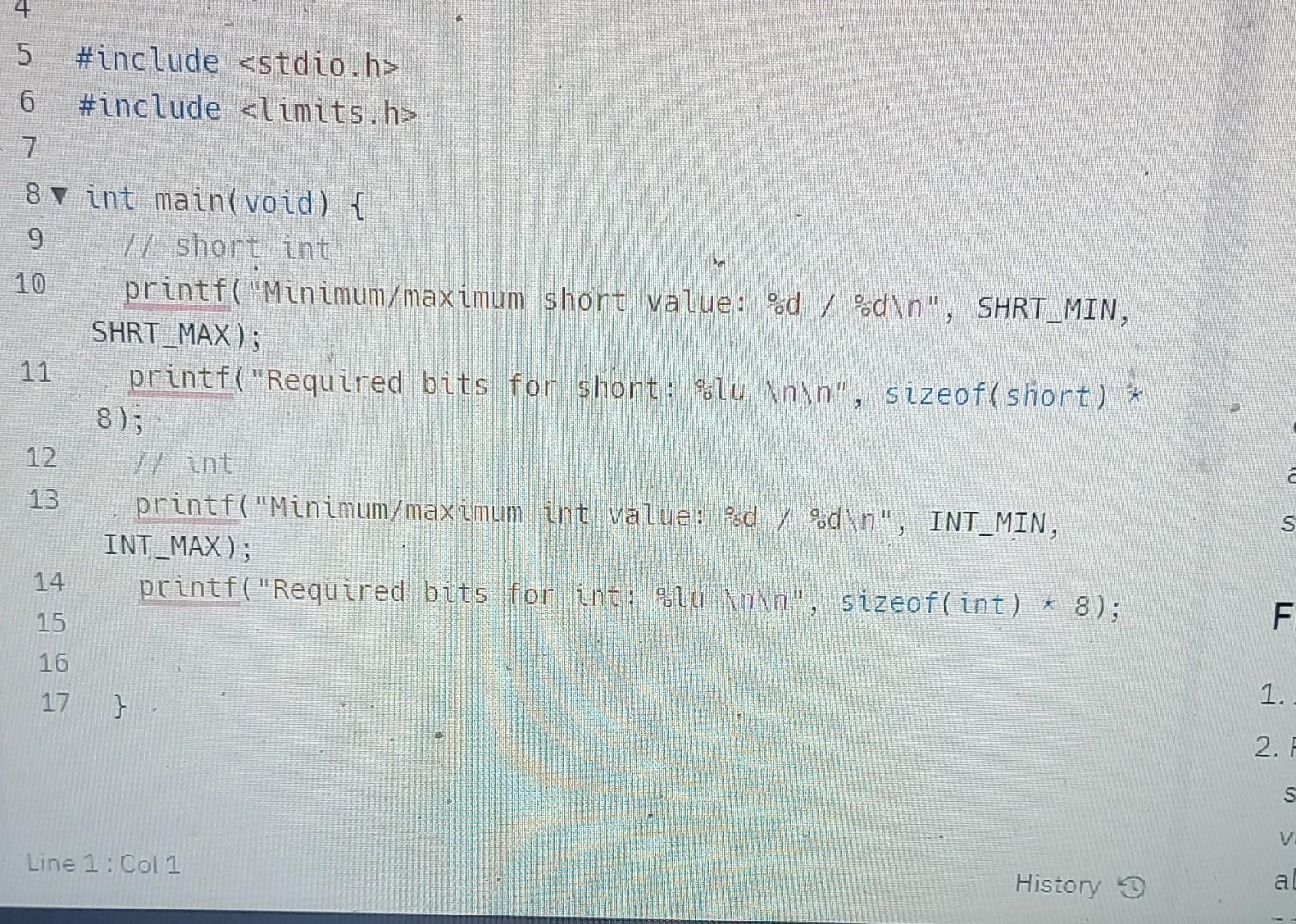 Solved Line 1: Col 1 History 5This Replit contains a simple | Chegg.com