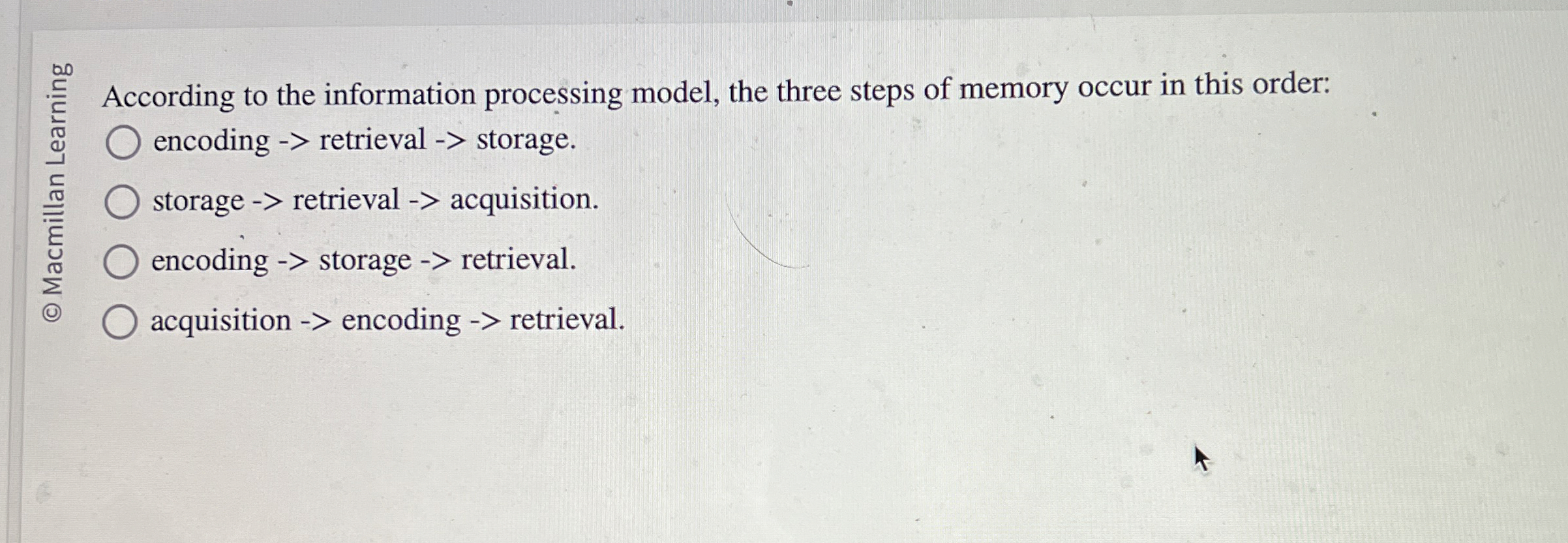 Solved According to the information processing model, the | Chegg.com