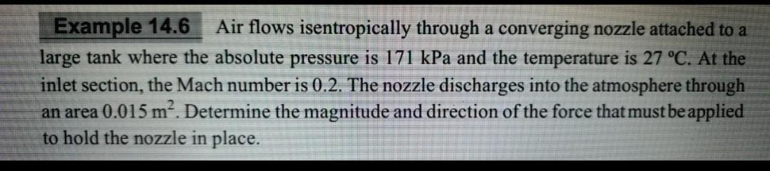 Solved Example 14.6 Air flows isentropically through a | Chegg.com