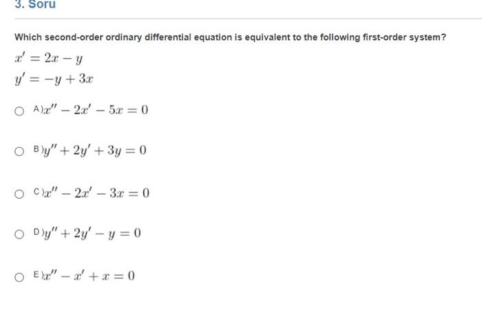 Solved Which Second Order Ordinary Differential Equation Is