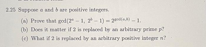Solved 2.25 Suppose a and b are positive integers. (a) Prove | Chegg.com