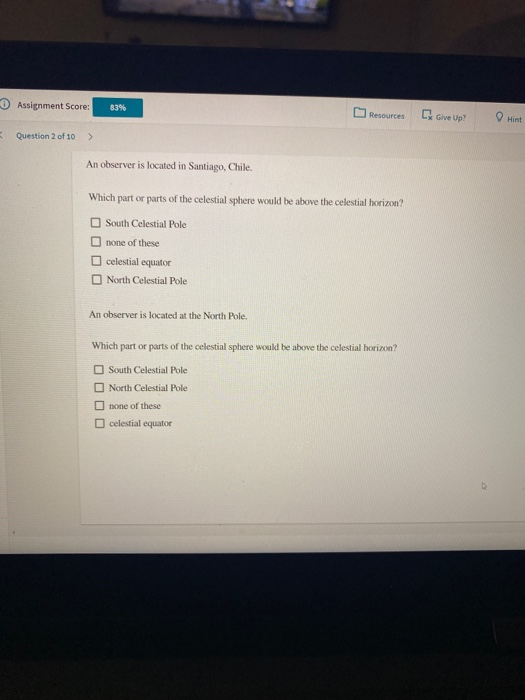 Solved Assignment Score: 83% Resources Give Up? Hint | Chegg.com