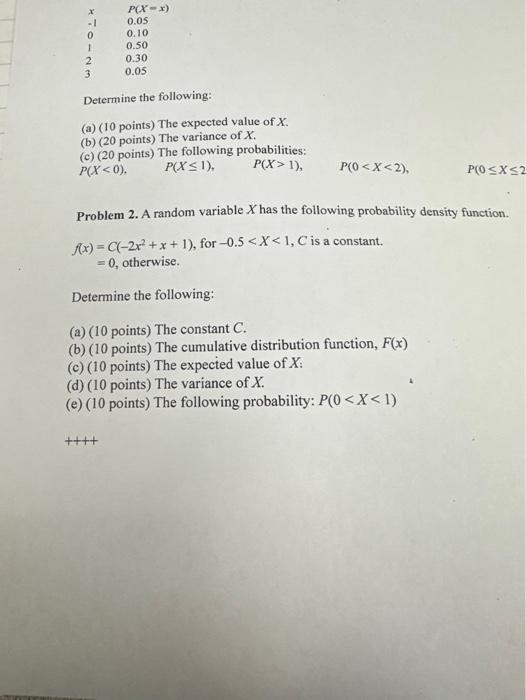 Solved Determine the following: (a) (10 points) The expected | Chegg.com