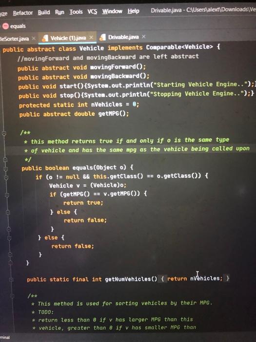 Solved 2 Extend Vehicle Now, we will work with an abstract | Chegg.com