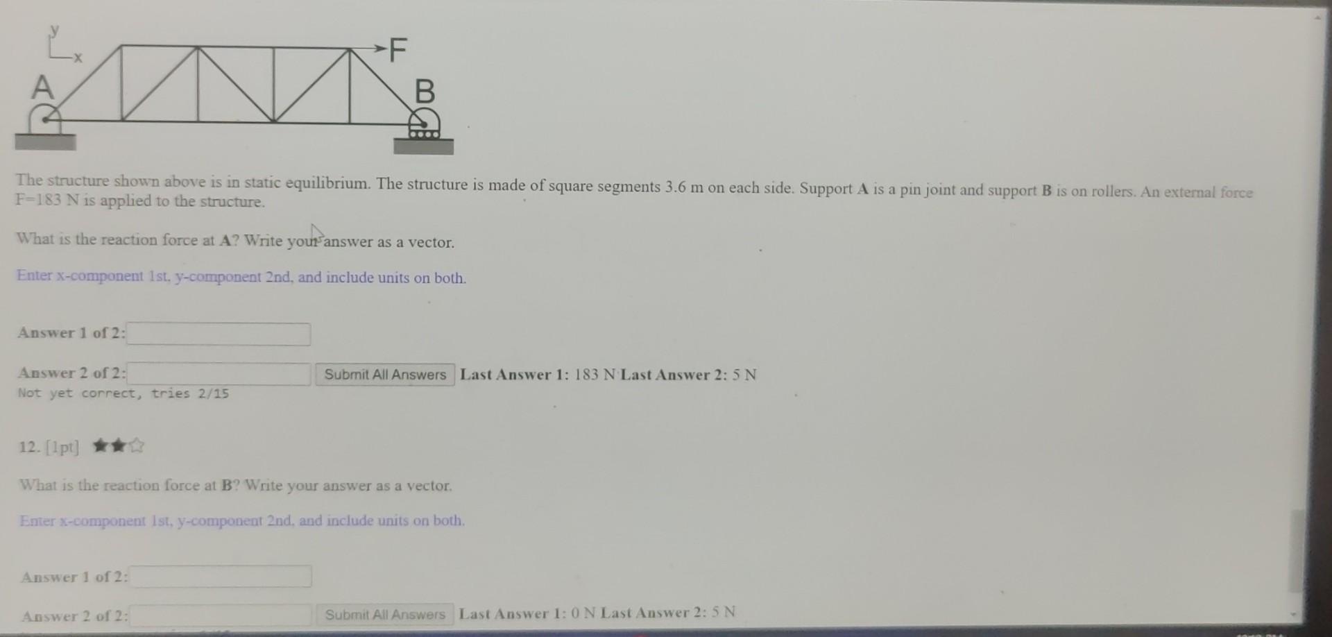 Solved F B The structure shown above is in static | Chegg.com