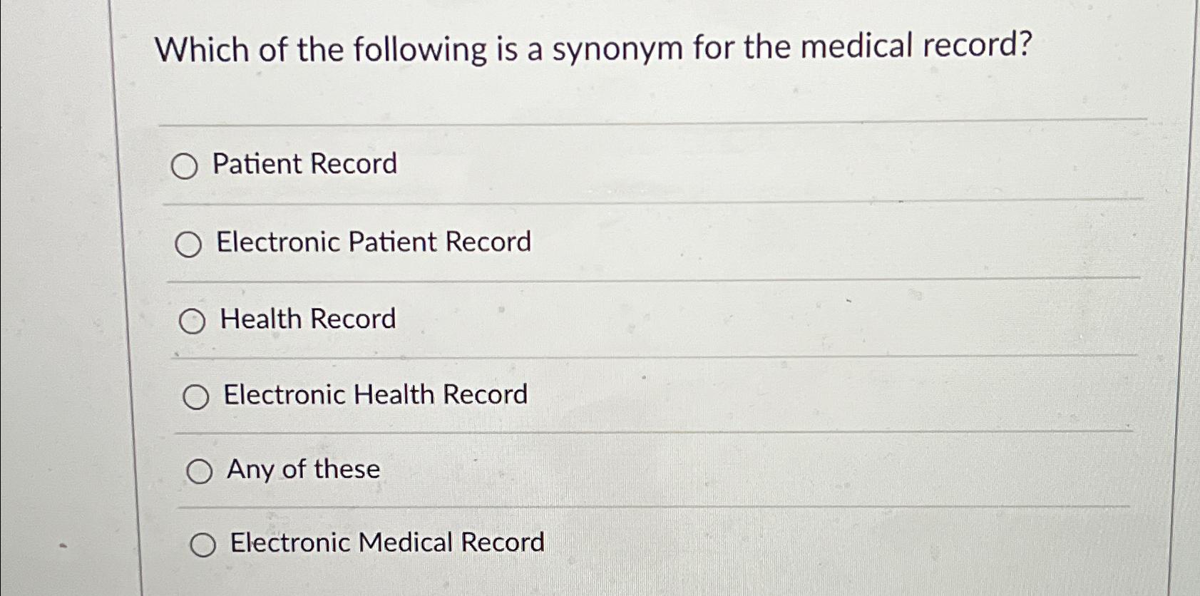 Solved Which of the following is a synonym for the medical | Chegg.com