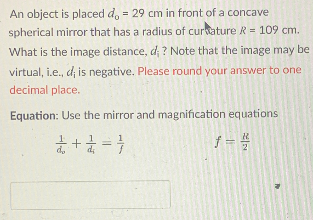 Solved An object is placed d0=29cm ﻿in front of a concave | Chegg.com