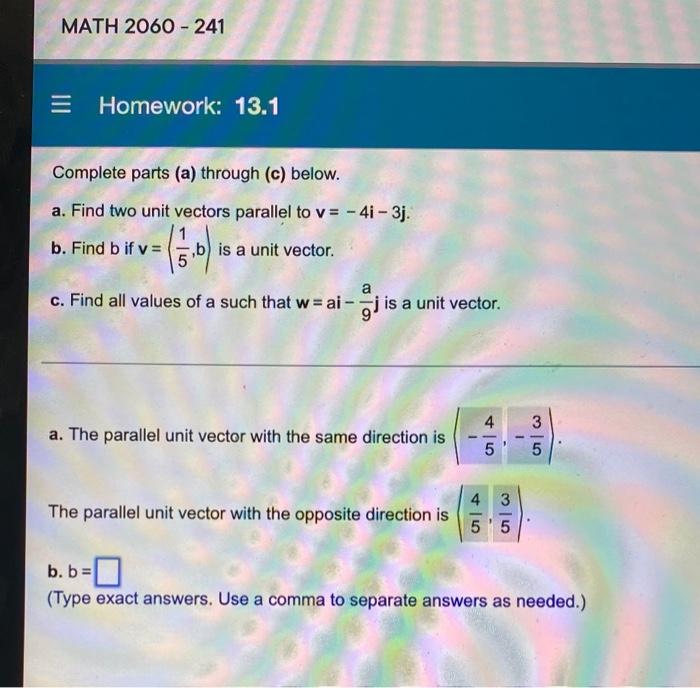 Solved MATH 2060 - 241 = Homework: 13.1 Complete parts (a) | Chegg.com