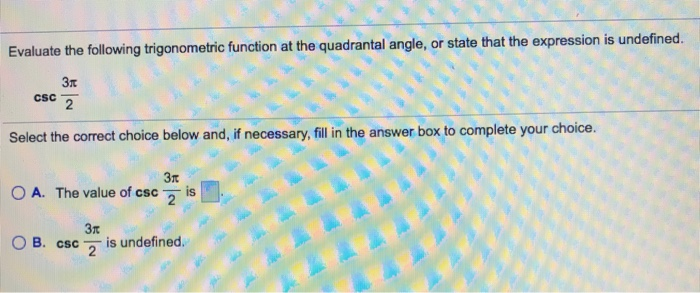 Solved Evaluate the following trigonometric function at the | Chegg.com