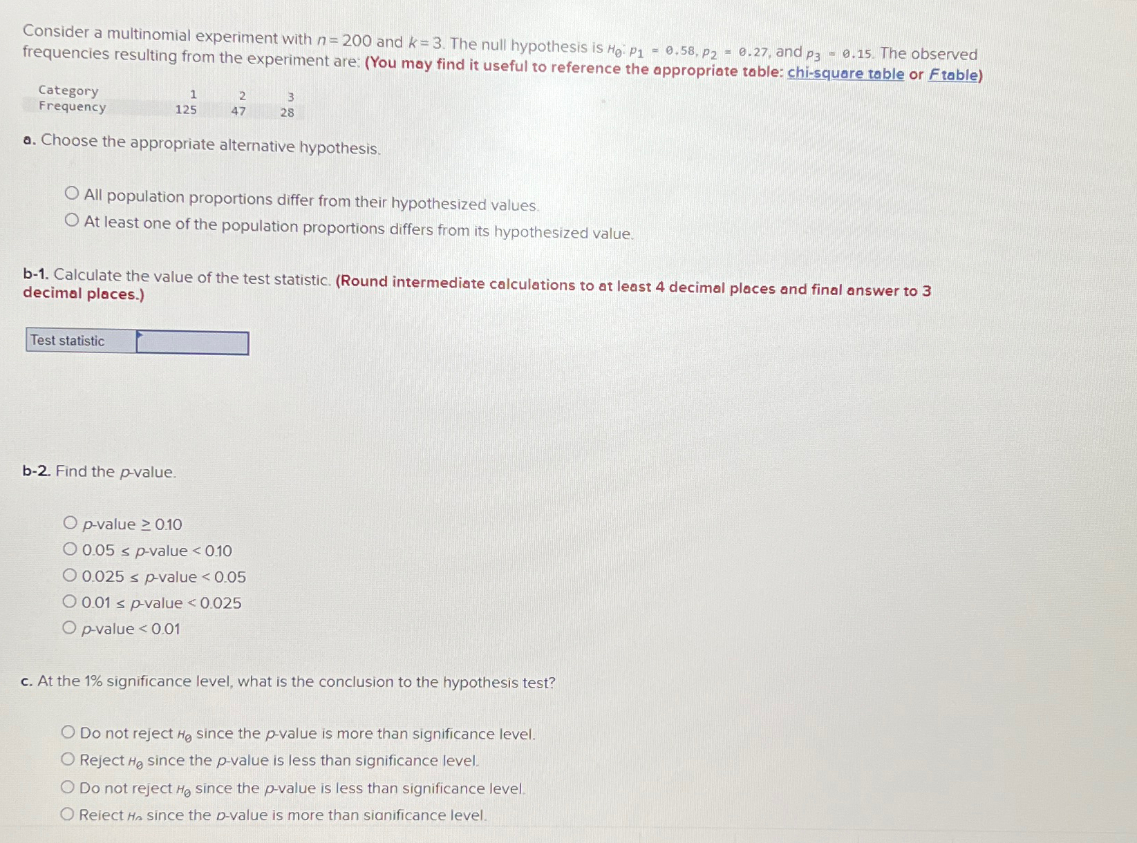 Solved Consider a multinomial experiment with n=200 ﻿and | Chegg.com