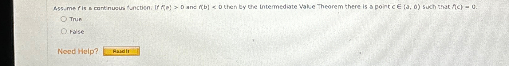 Solved Assume f ﻿is a continuous function. If f(a)>0 ﻿and | Chegg.com