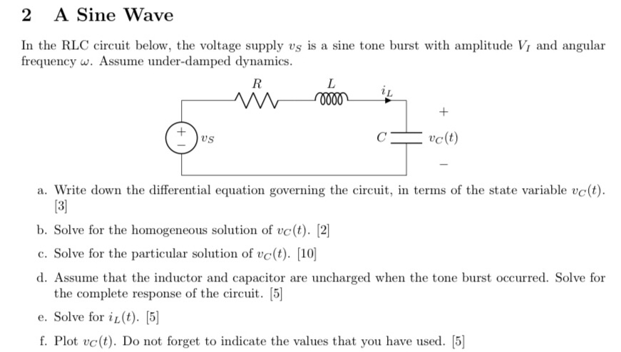 Solved 2 ﻿A Sine WaveIn the RLC circuit below, the voltage | Chegg.com