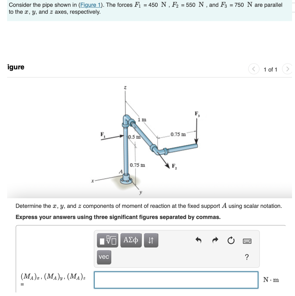 Solved Determine the \( ﻿x, ﻿y \), ﻿and \( ﻿z \) ﻿components | Chegg.com