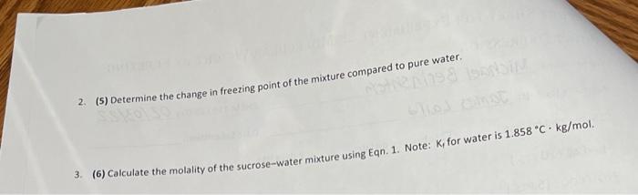Solved Data Table 1: Freezing Point Depression Data | Chegg.com