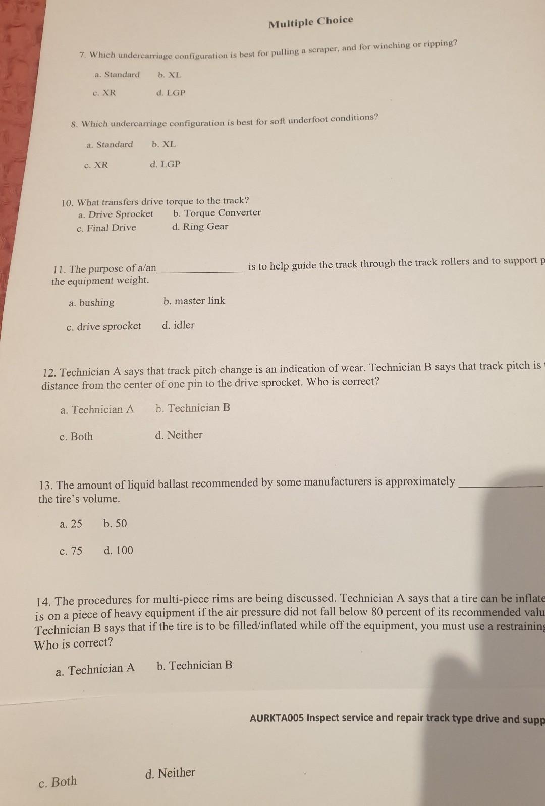 Solved please answer all questions in photos, AURKTA005 - | Chegg.com