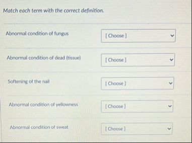 Solved Match each term with the correct definition.Abnormal | Chegg.com
