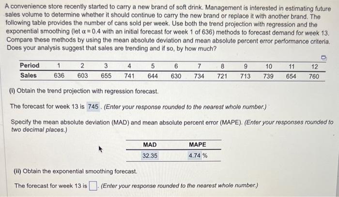 Solved A convenience store recently started to carry a new | Chegg.com