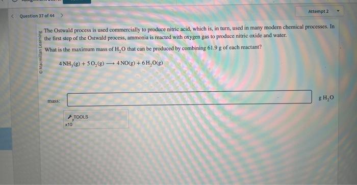 Solved The Ostwald process is used commercially to produce | Chegg.com