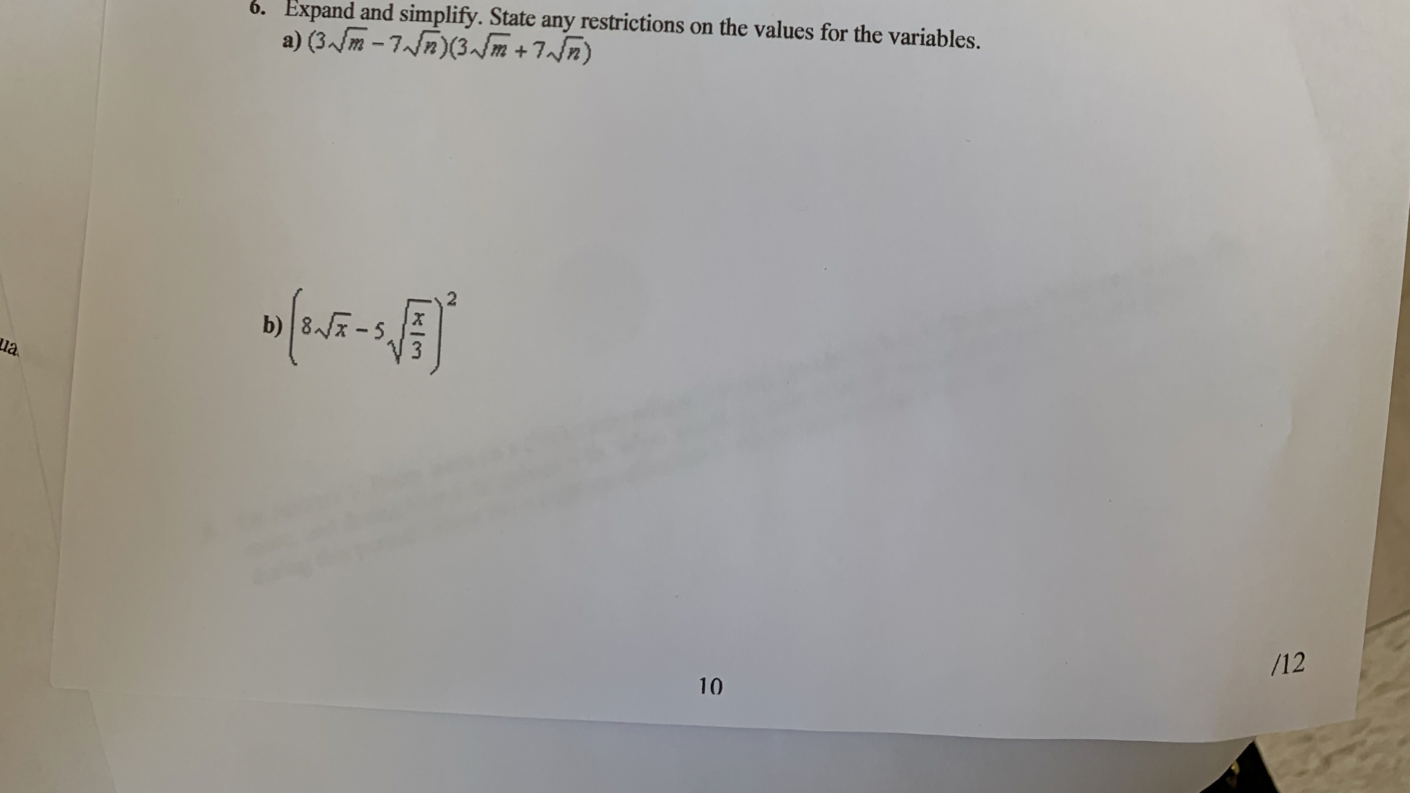 Solved Expand and simplify. State any restrictions on the | Chegg.com