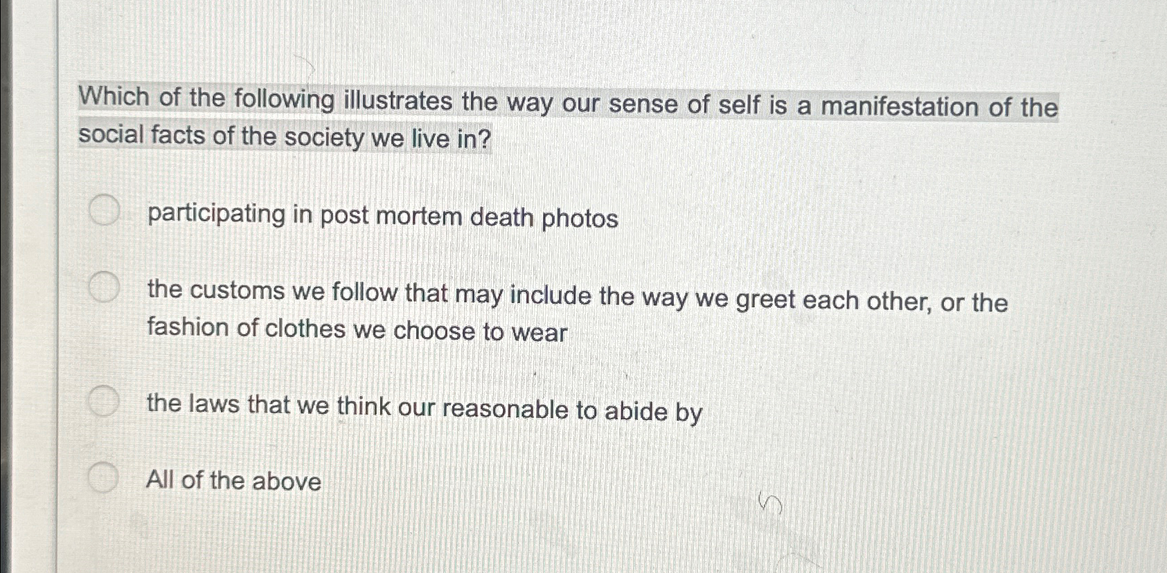 Solved Which of the following illustrates the way our sense | Chegg.com