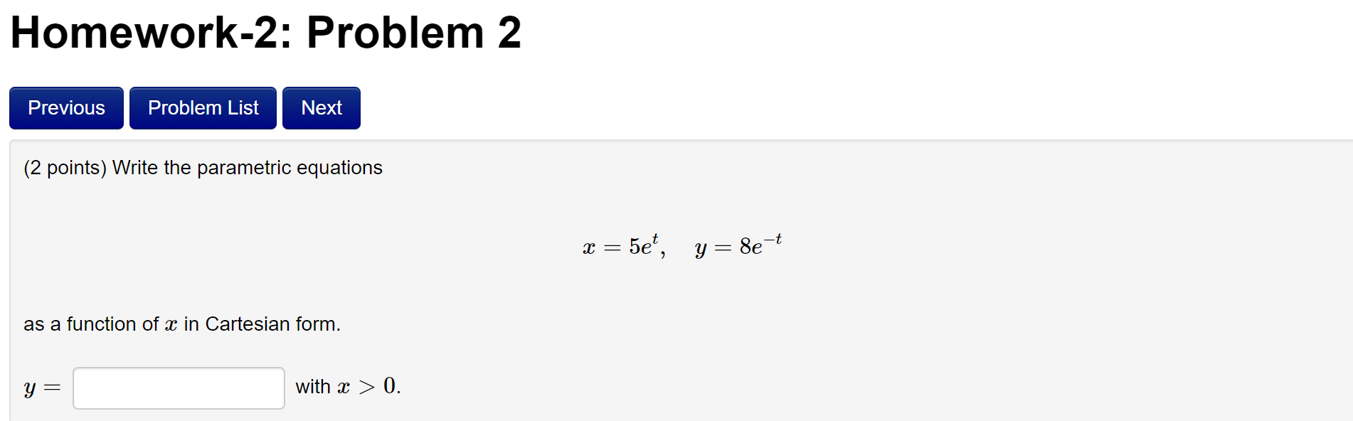 Solved (2 ﻿points) ﻿Write the parametric | Chegg.com
