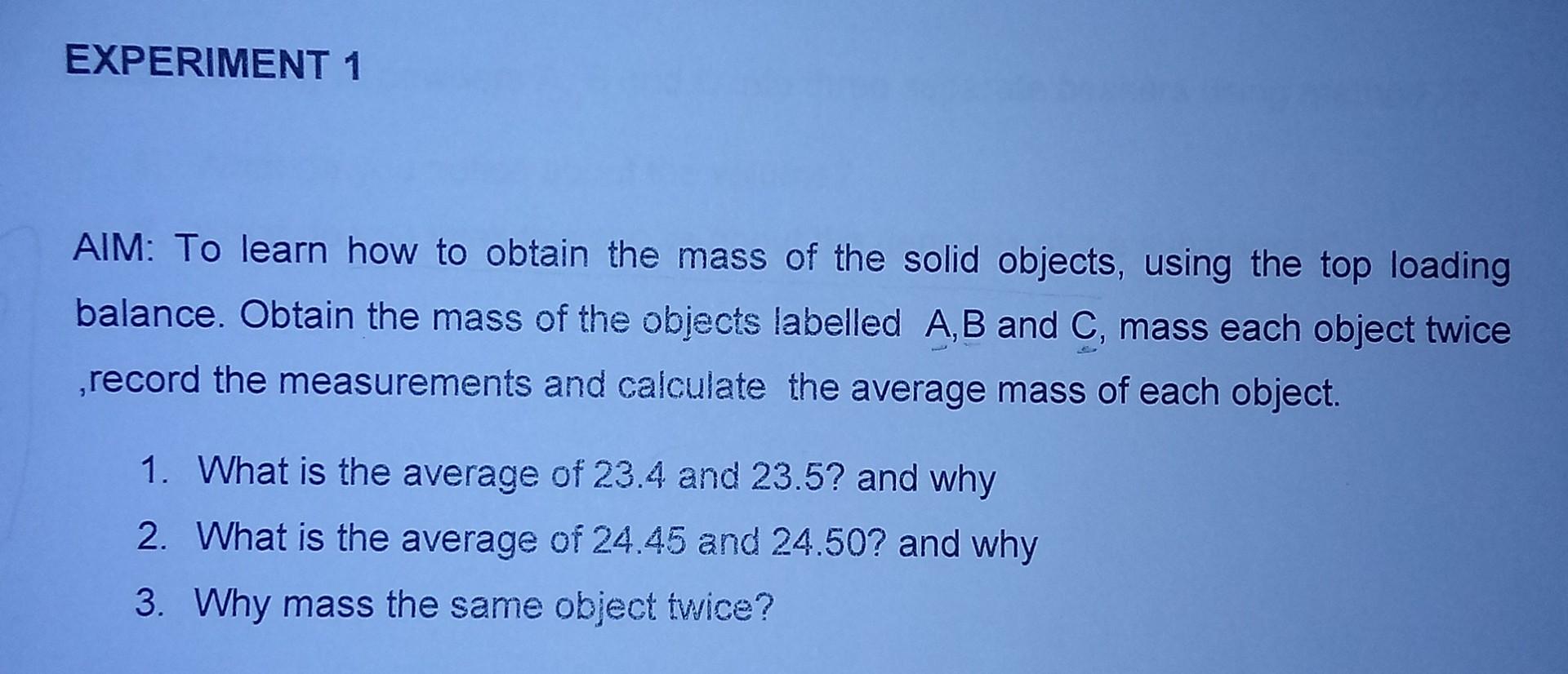 Solved AIM: To learn how to obtain the mass of the solid | Chegg.com