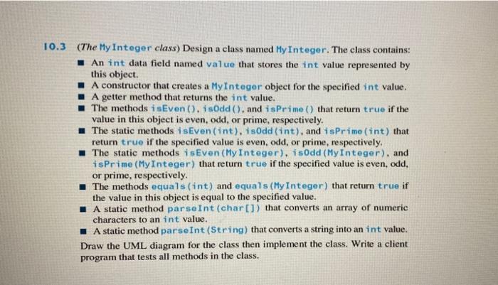 Solved 10.3 (The My Integer class) Design a class named Hy | Chegg.com
