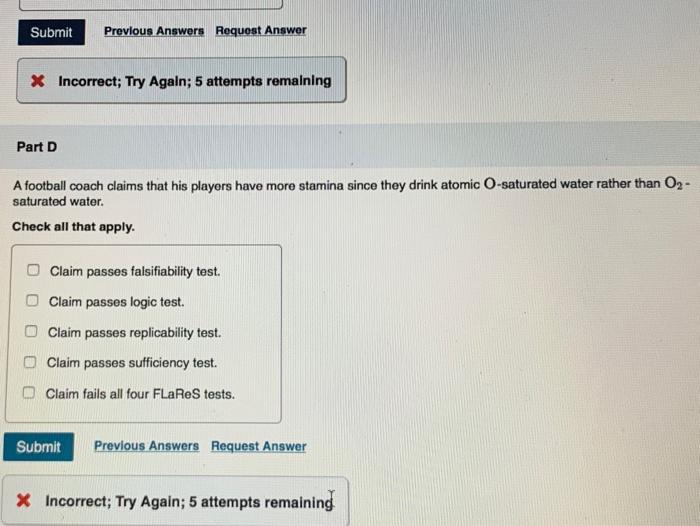 Solved Submit Previous Answers Request Answer X Incorrect; | Chegg.com