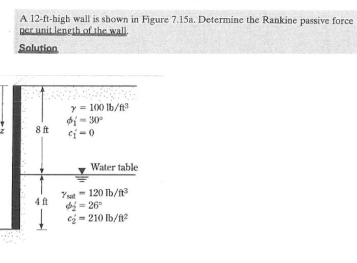 Solved A 12-ft-high wall is shown in Figure 7.15a. Determine | Chegg.com