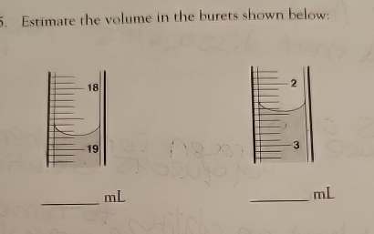 Solved Estimate the volume in the burets shown below: | Chegg.com