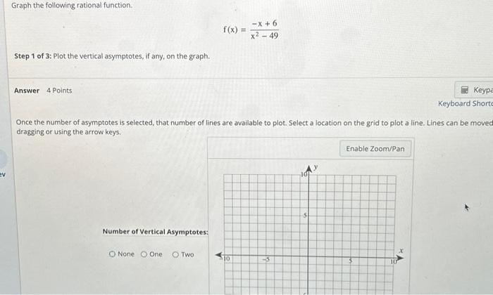 Solved Graph the following rational function. f(x)=x2−49−x+6 | Chegg.com