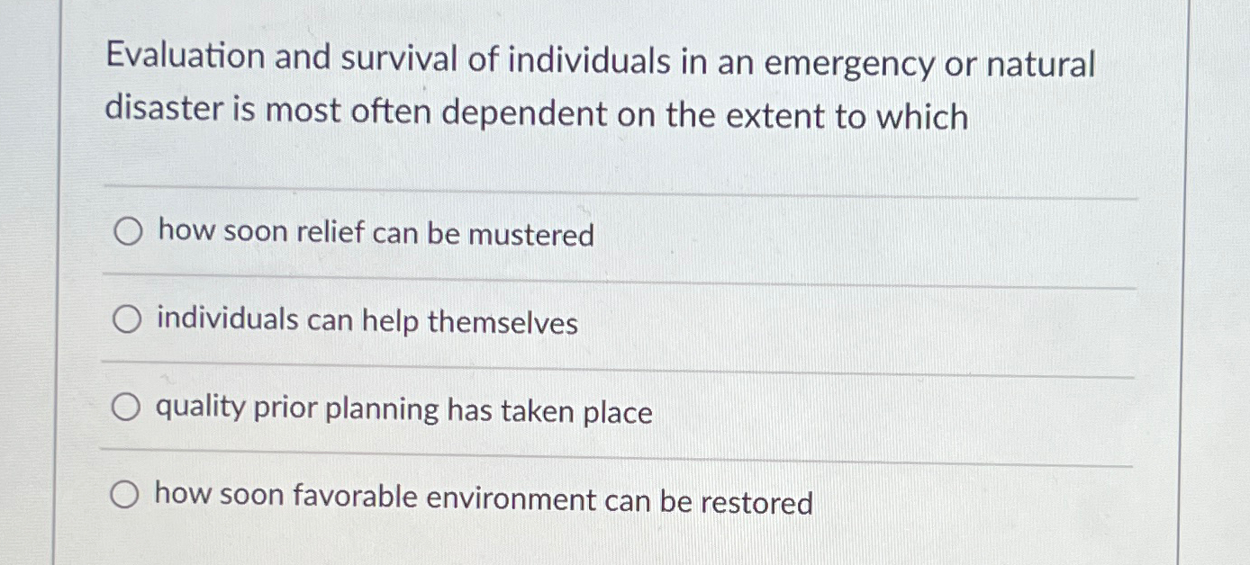 Solved Evaluation and survival of individuals in an | Chegg.com