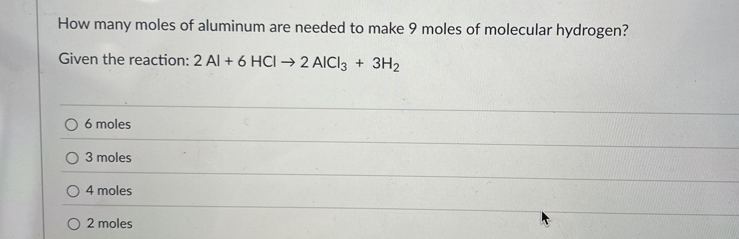 Solved How many moles of aluminum are needed to make 9 | Chegg.com