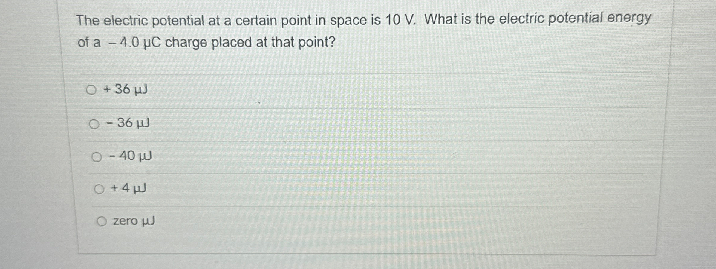 Solved The electric potential at a certain point in space is | Chegg.com