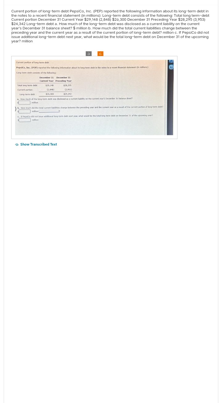 Solved Current portion of long-term debt PepsiCo, Inc. (PEP) | Chegg.com