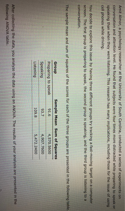 Solved Amit Almor, a psychology researcher at the University | Chegg.com