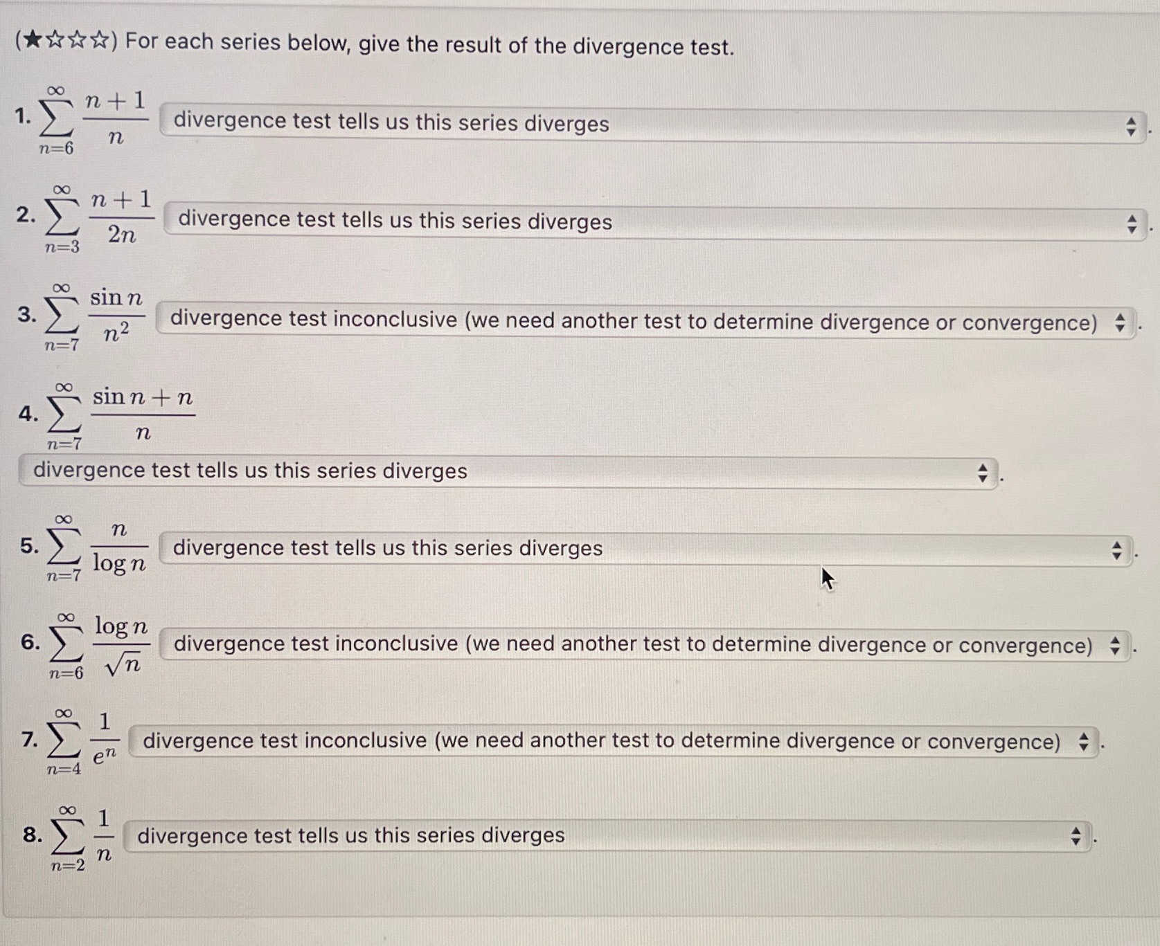 Solved (***↶↶↶) ﻿For each series below, give the result of | Chegg.com