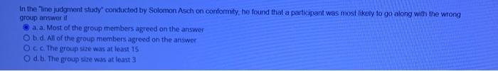 Solved In the "line judgment study" conducted by Solomon | Chegg.com