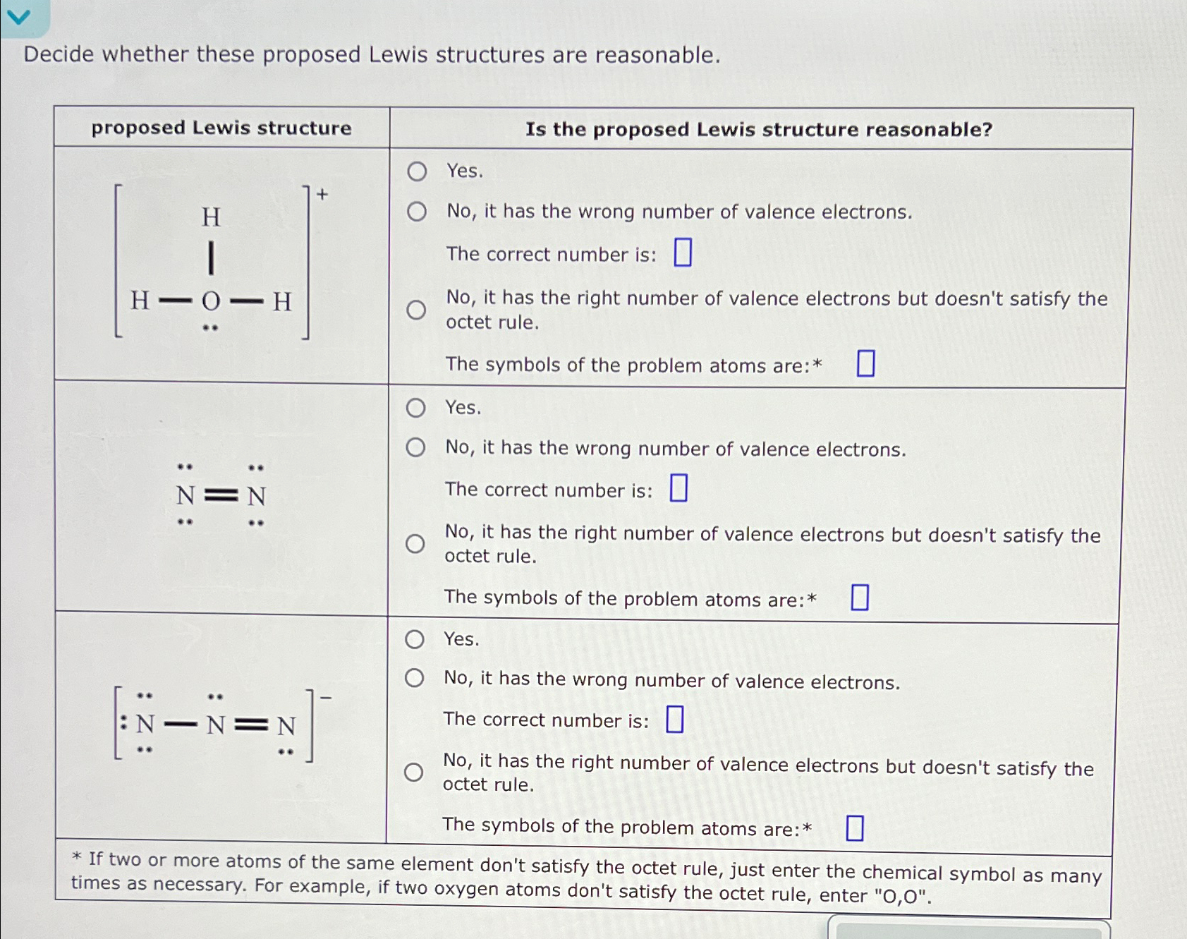 Solved Decide whether these proposed Lewis structures are | Chegg.com