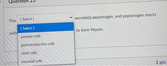 Solved Question 23 secrete(s) pepsinogen, and pepsinogen | Chegg.com