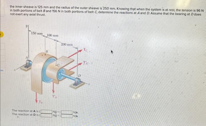 Solved the inner sheave is 125 mm and the radius of the | Chegg.com